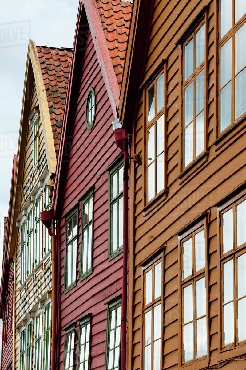 Colourful Houses In A Row; Bergen, Norway - Royalty-free Stock Photo ...