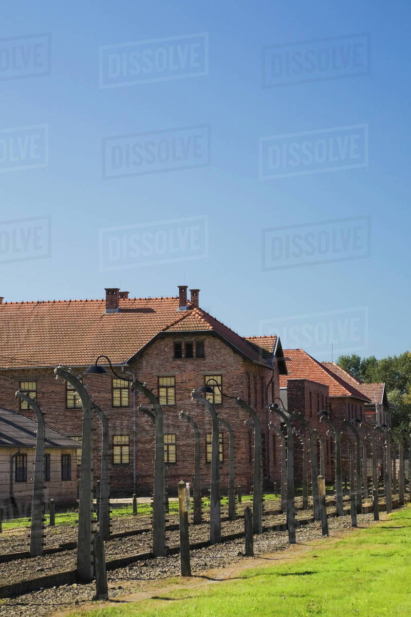 Barb Wire Fences And Buildings Inside The Auschwitz I Former Nazi ...