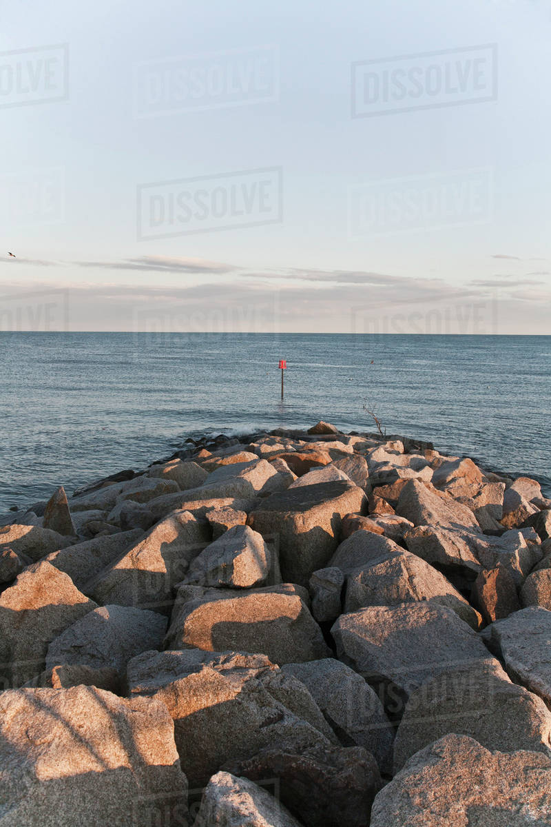 Rock groyne in the english channel;Sidmouth devon england - Stock Photo ...