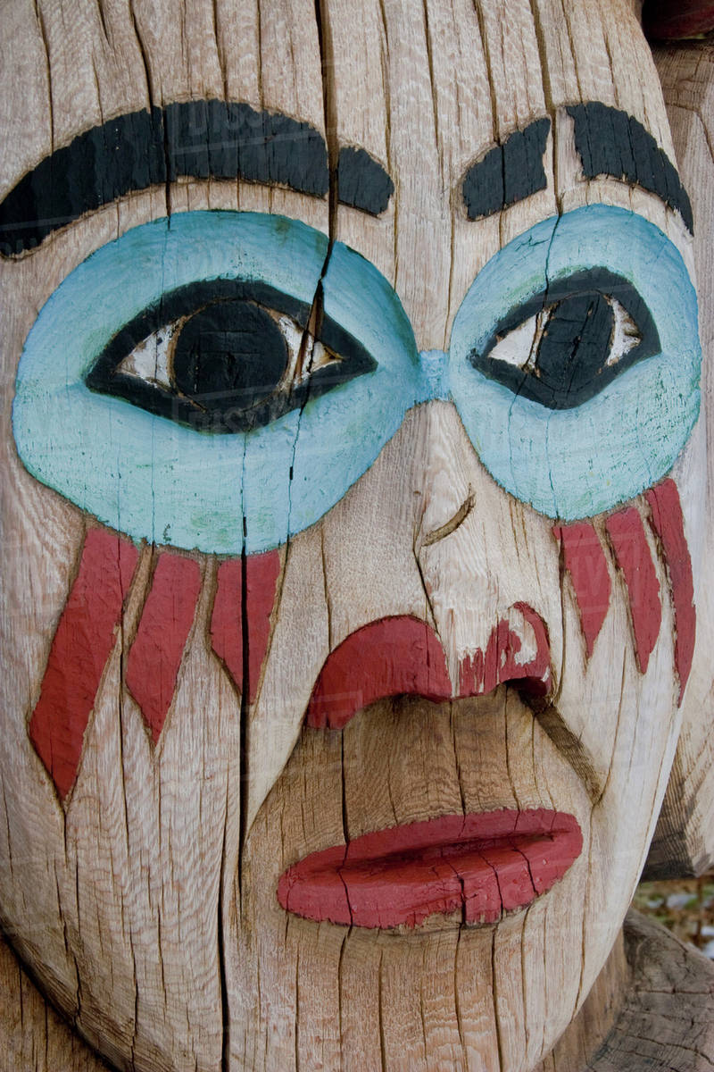 Close Up Of An Alaska Native Totem Pole In Totem Bight State Historical ...