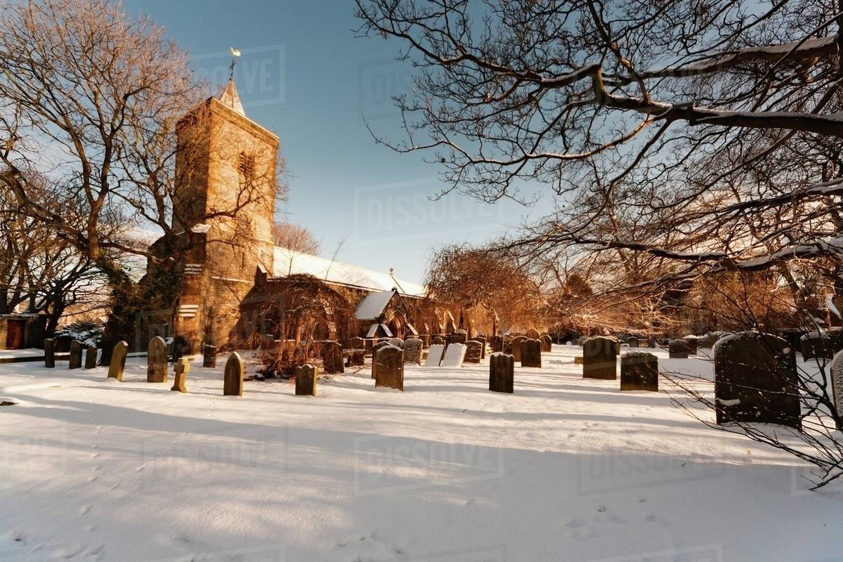 Cemetery In Winter; Whitburn, Tyne And Wear, England - Royalty-free ...