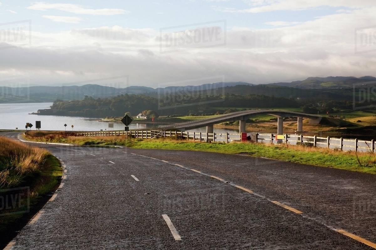 Road To New Modern Bridge; Carrigart, County Donegal, Ireland - Royalty ...