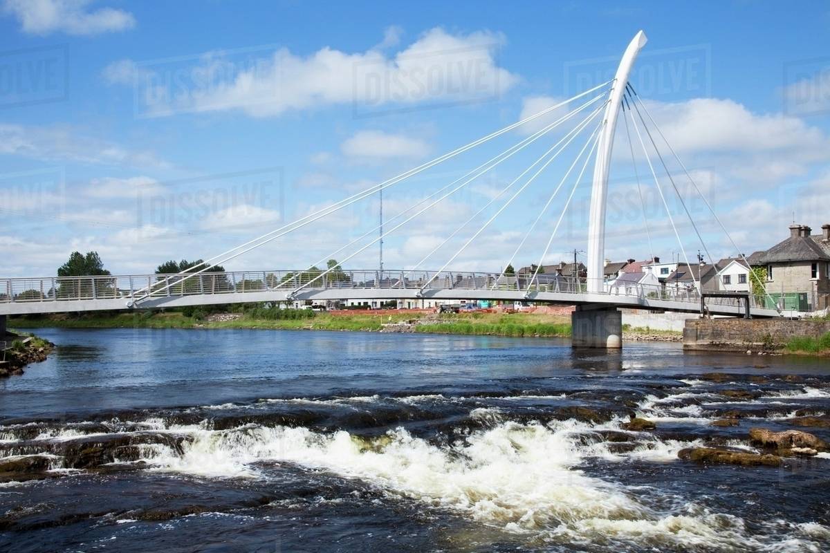 New Modern Pedestrian Bridge; Ballina, County Mayo, Ireland - Stock ...