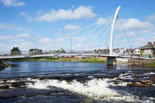 New Modern Pedestrian Bridge; Ballina, County Mayo, Ireland - Royalty ...