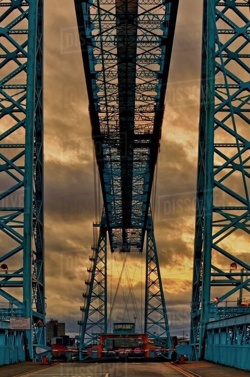 Tees Transporter Bridge At Sunset; Middlesbrough, Teesside, England ...