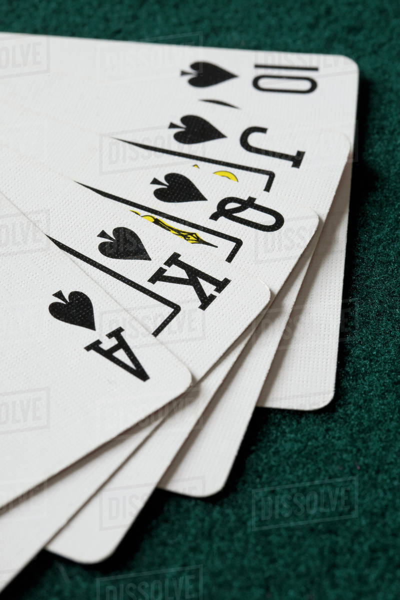 Close-Up Of Blackjack Playing Cards Showing Spades Royal Flush ...