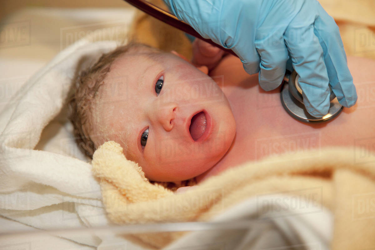 Doctor Checking Newborn Baby Girl; Edmonton, Alberta, Canada - Royalty ...