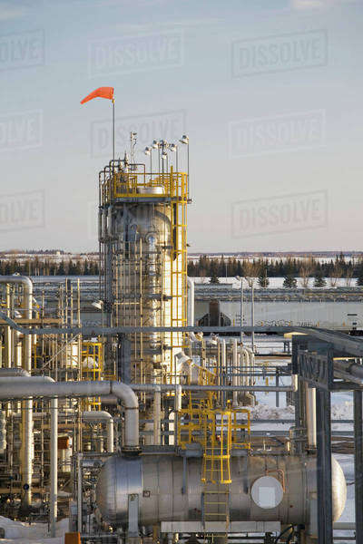 Oil Refinery Tower And Pipes; Fort Saskatchewan, Alberta, Canada ...