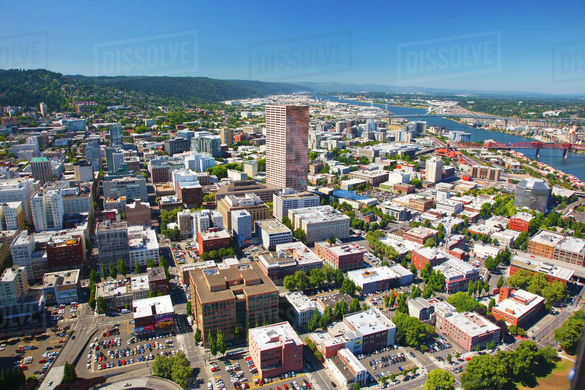 Aerial View Of Portland; Portland, Oregon, United States of America ...