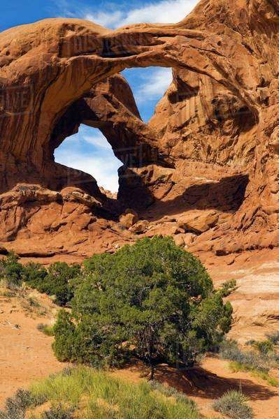 Utah, United States Of America; Double Arch Formation At Arches ...