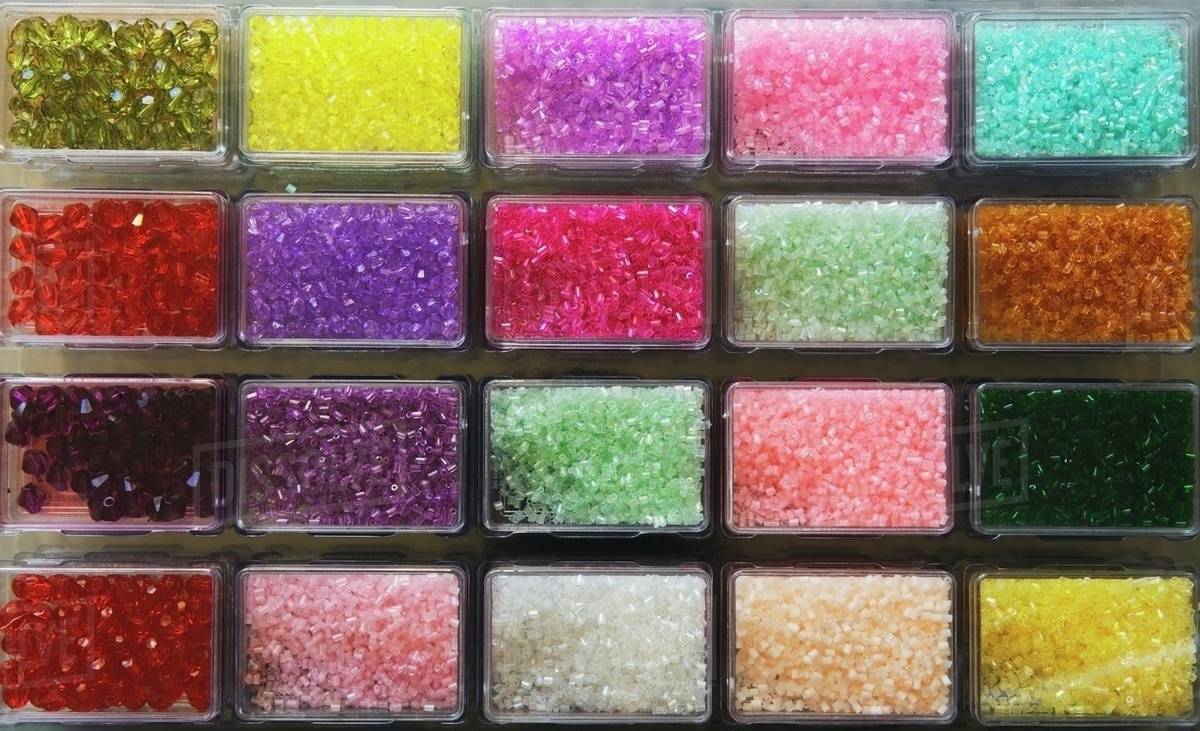 Various Beads In Their Compartments Through The Glass - Royalty-free ...