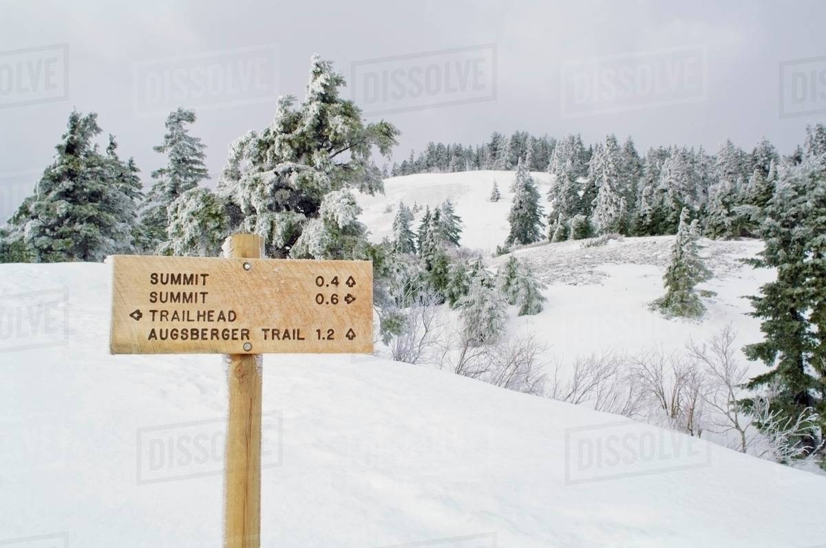 Columbia River Gorge, Washington, United States Of America; Trail Sign ...