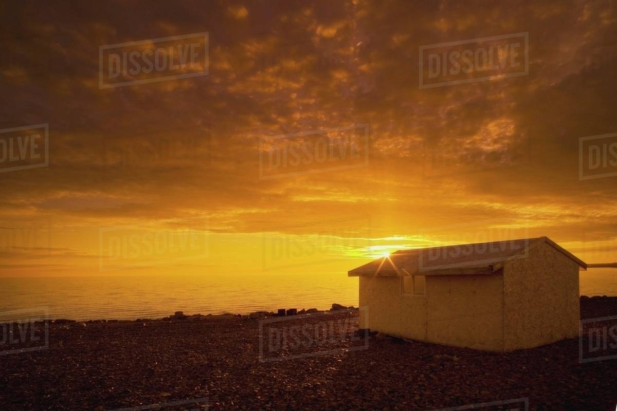 Northwest Territories, Canada; Sunset On The Arctic Coast - Royalty ...