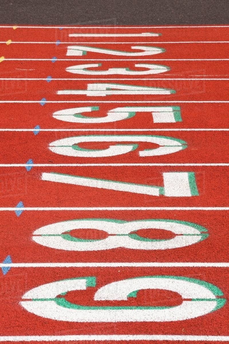 Numbers In A Row To Mark The Lanes On A Running Track - Royalty-free ...