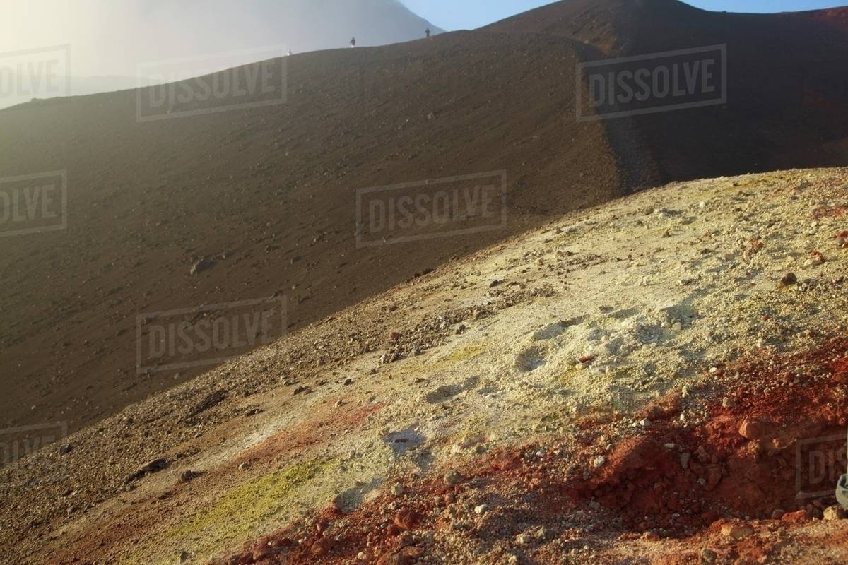 Sulphur And Iron Oxide Deposits On Mount Etna; Sicily, Italy - Stock ...