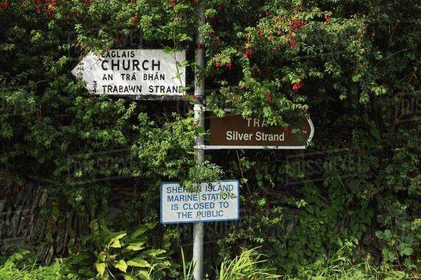 Signpost On Sherkin Island Off The Coast Of County Cork In Munster ...