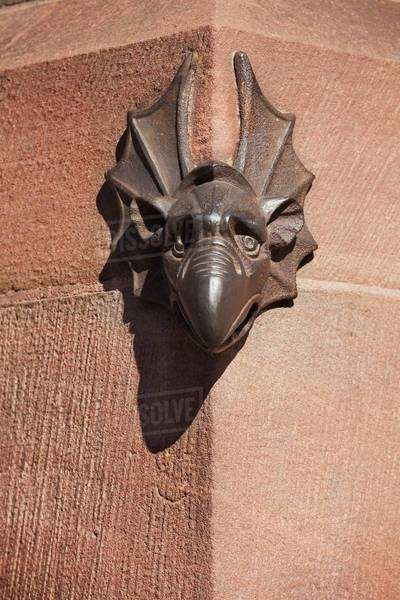 A Sandstone Beaked Gargoyle Face On A Building's Corner; Strasbourg ...