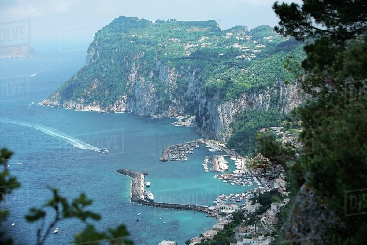 Capri, Italy; Scenic View Of Ocean Marina - Stock Photo - Dissolve
