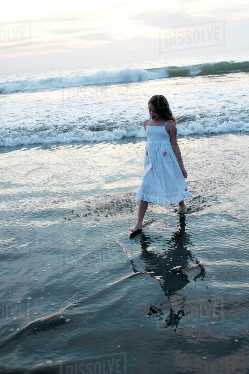 Puerto Vallarta, Mexico; Girl Walking In The Water - Royalty-free Stock ...