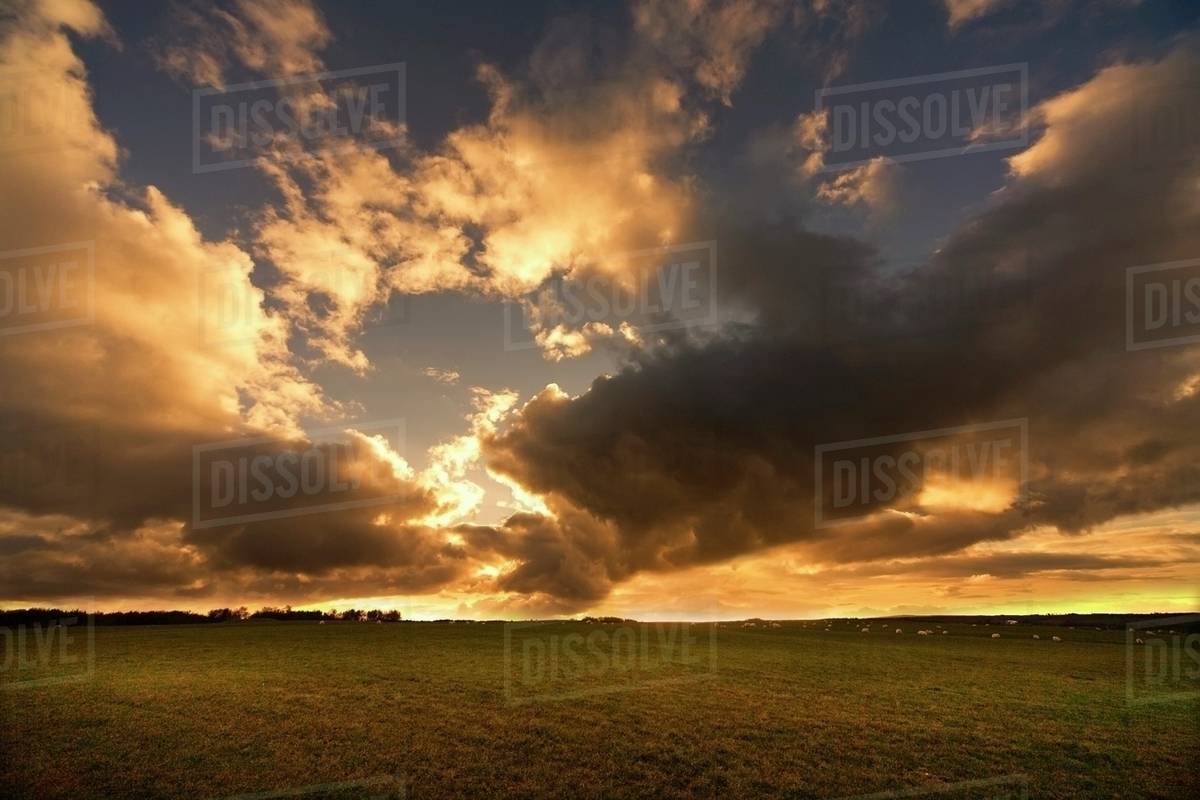 Sunset Through Clouds In North Yorkshire, England - Royalty-free Stock ...
