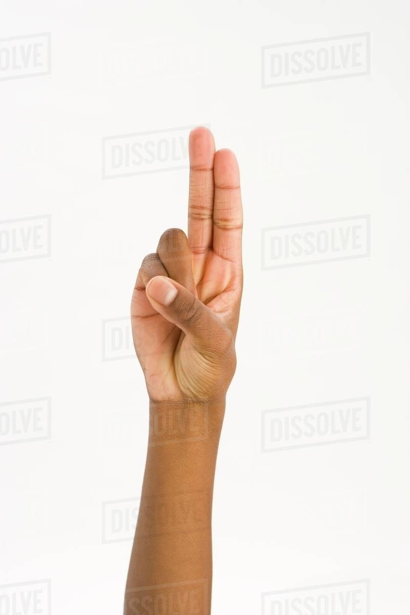 One Hand; Making The Letter U In Sign Language - Royalty-free Stock ...