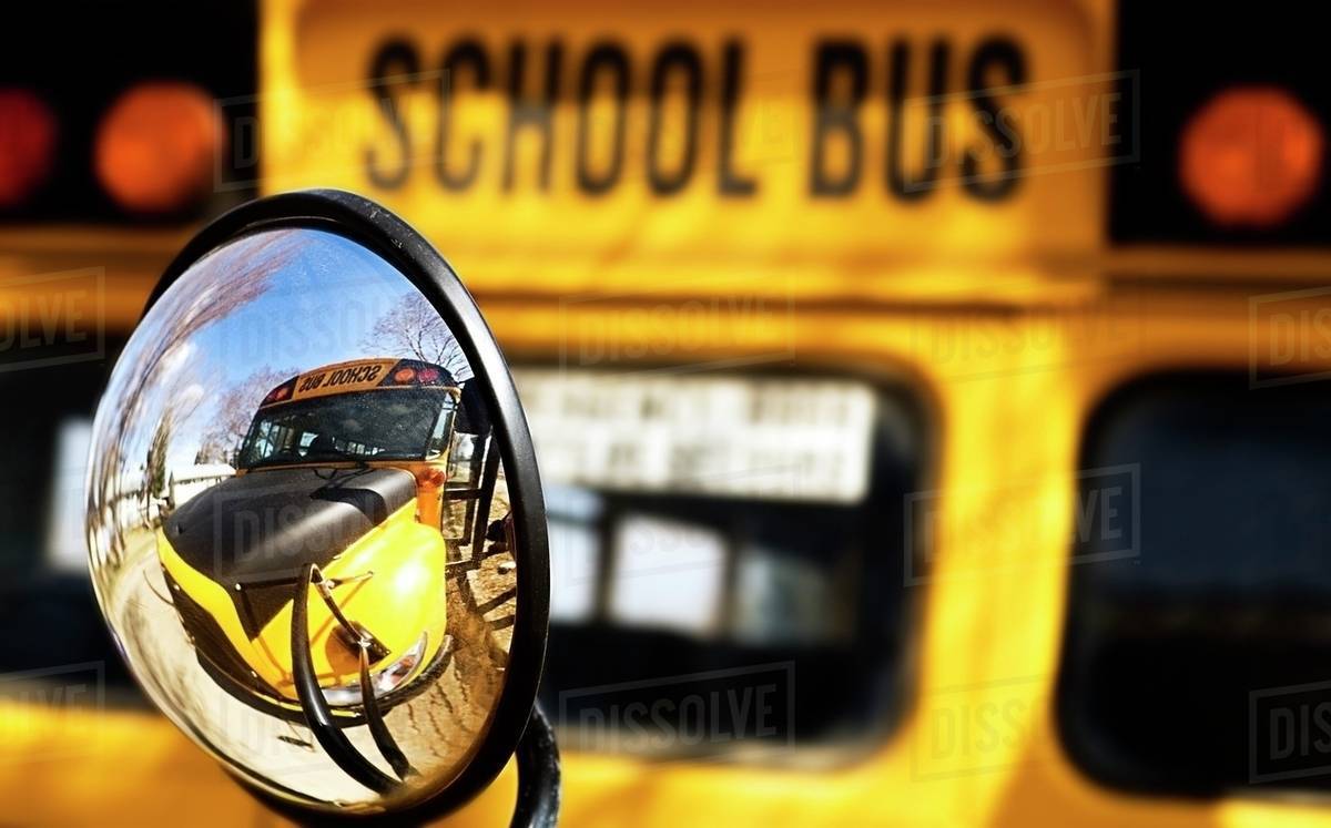 Reflection Of A Bus In A Bus Mirror - Royalty-free Stock Photo | Dissolve