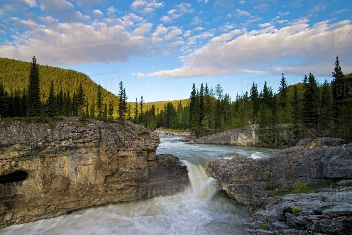 Waterfall, Elbow River, Kananaskis Country, Alberta - Royalty-free ...