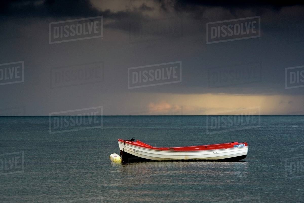 Empty Boat Floating In The North Sea, Sunderland, Tyne And Wear ...
