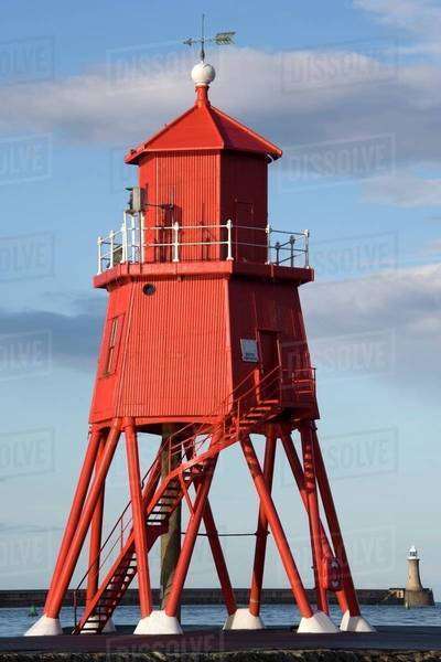 Red Lighthouse, Tyne And Wear, England - Royalty-free Stock Photo ...