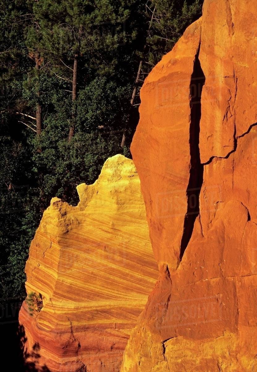 Red And Yellow Cliffs, Roussillon In Provence, France - Royalty-free ...