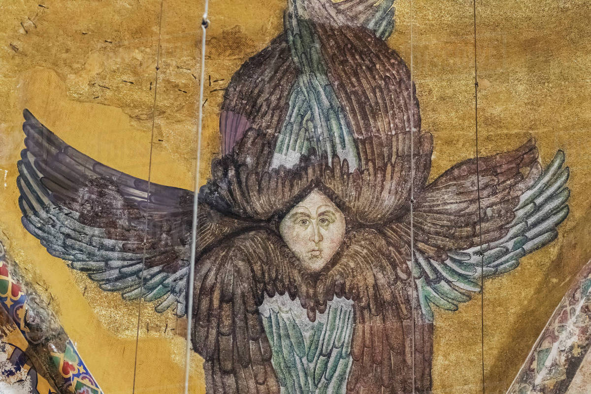 Seraphim in dome pendentive of Hagia Sophia; Istanbul, Turkey - Stock Photo - Dissolve