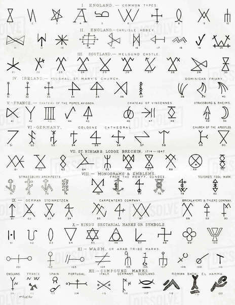Mason's Marks. From The History of Freemasonry, published 1883 - Stock ...