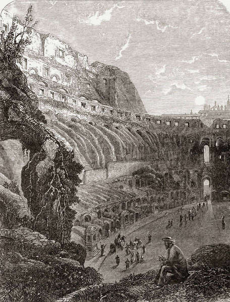 The Colosseum, Rome, Italy before the 1874 excavations. From Italian ...