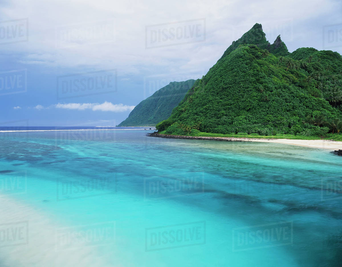 A river channel running through Ofu Island; Ofu Island, American Samoa ...