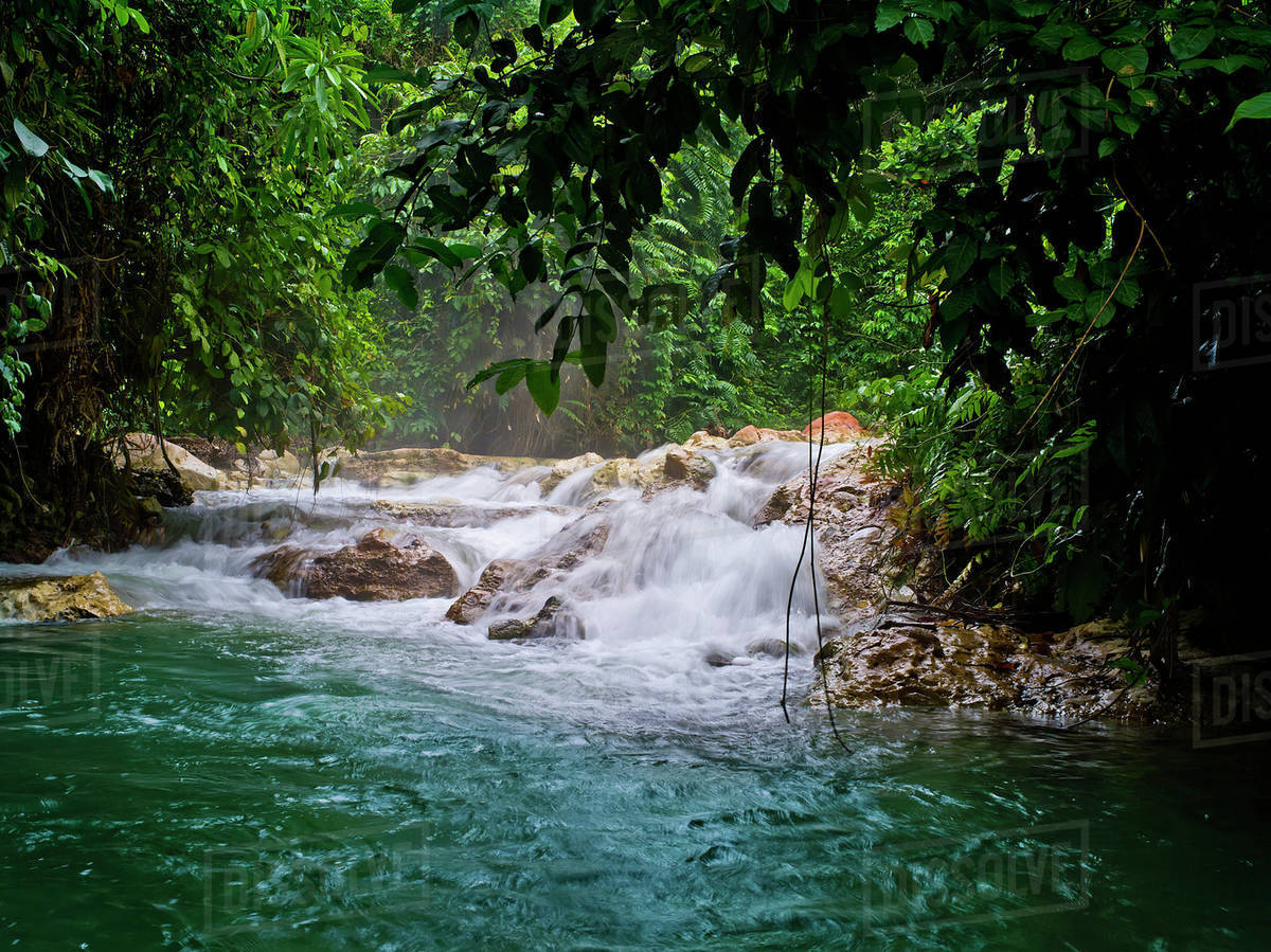Waterfall near Kimbe; West New Britain, Papua New Guinea - Stock Photo ...