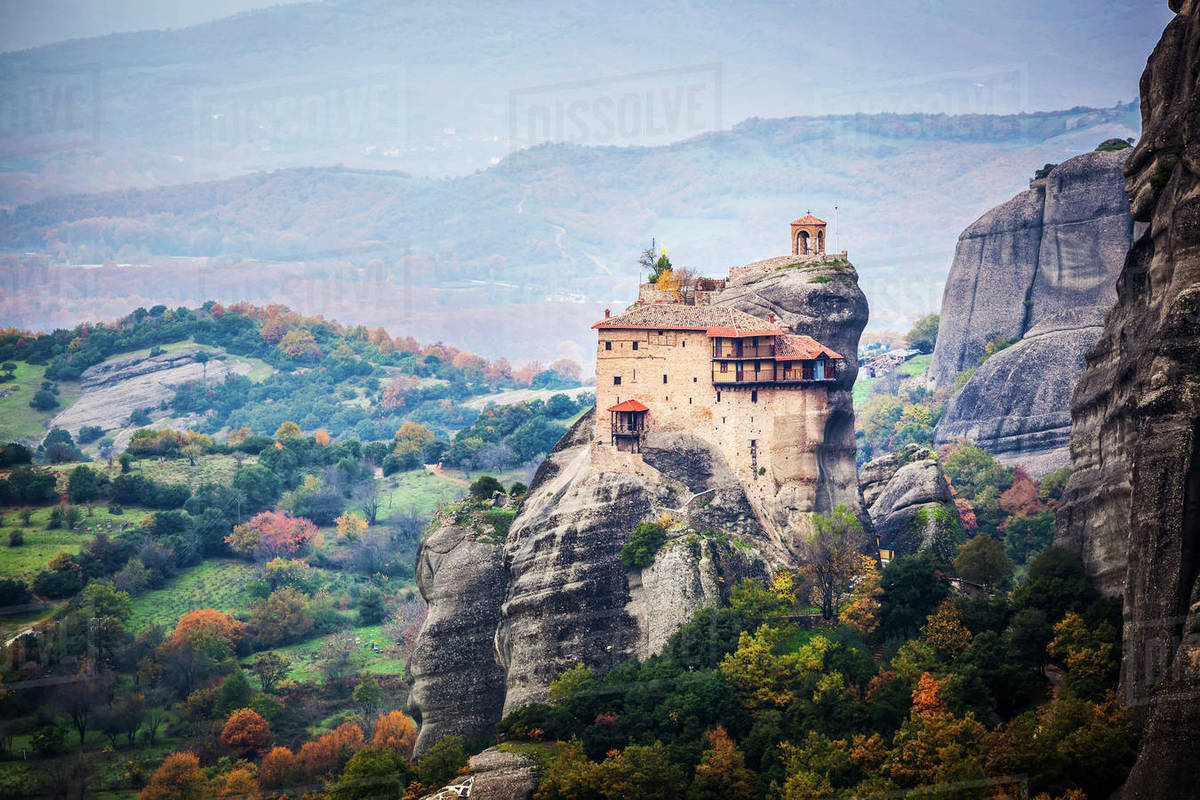 Monastery Perched On A Cliff; Meteora, Greece - Royalty-free Stock ...