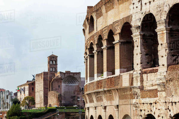 Old Stone Walls Of Buildings And A Church; Rome, Italy - Royalty-free ...