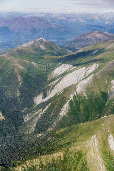 Aerial View Of Mountain Ridges And Green Valleys In The Brooks Range ...