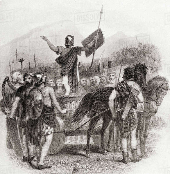 Calgacus addressing his army before the Battle of Mons Grampius, c. A.D ...