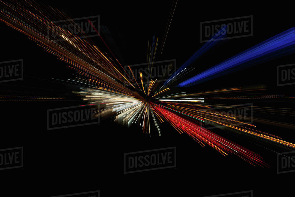 Coloured Lights In A Burst Against A Black Background. - Royalty-free ...