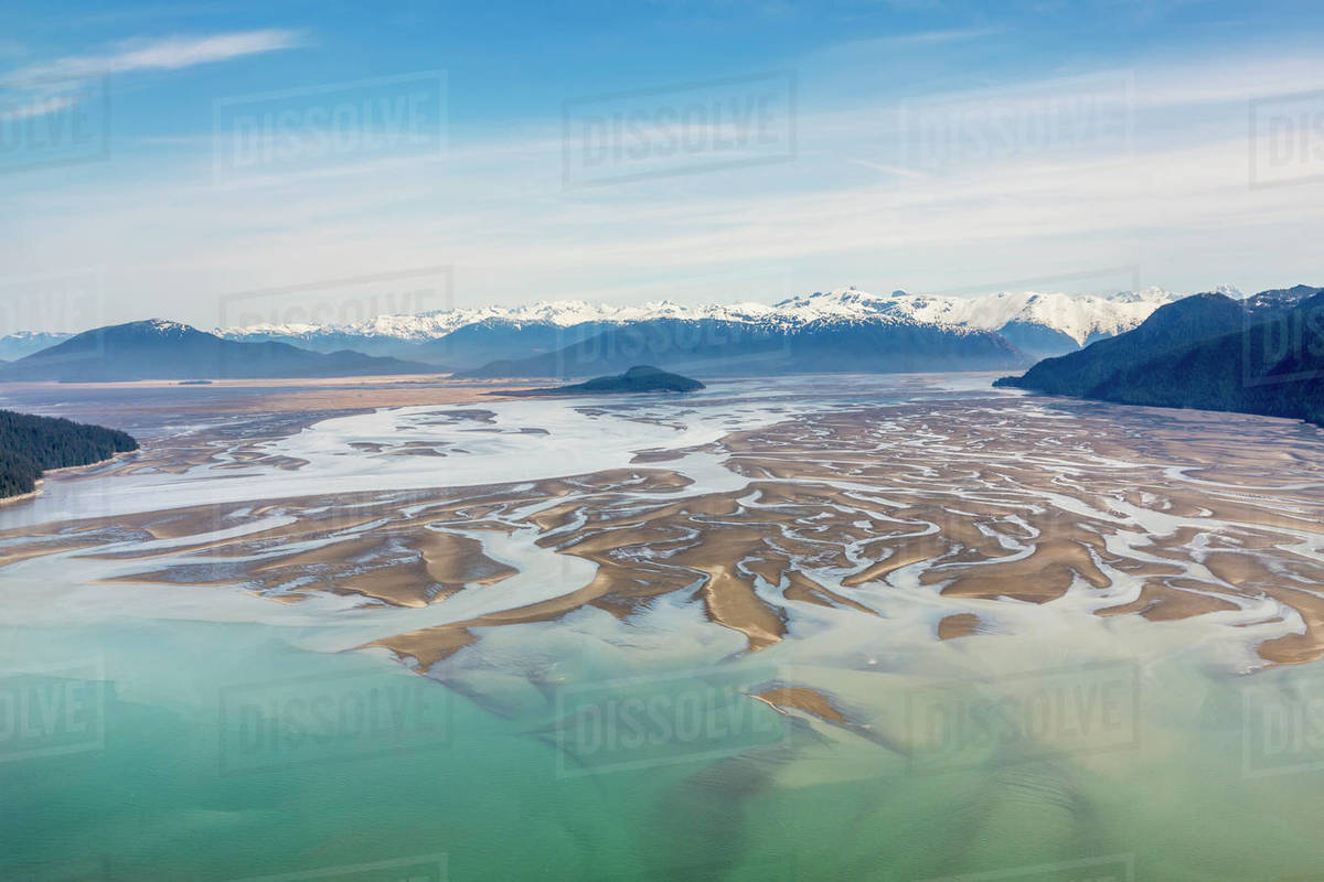 Aerial View Of Low Tide In The Stikine River Delta On A Clear Day ...