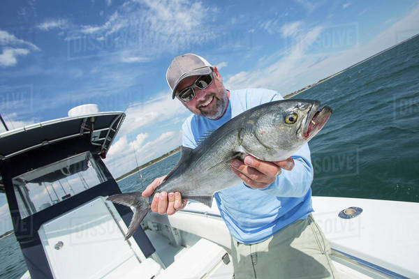 Fishing for Blue fish off the Atlantic coast; Massachusetts, United ...