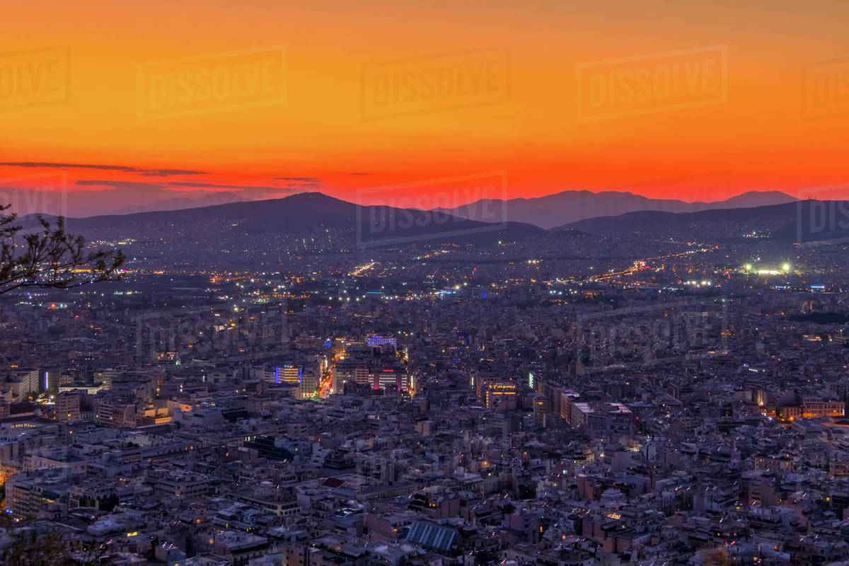 Greece. Panoramic view from a high point on Athens without the ...