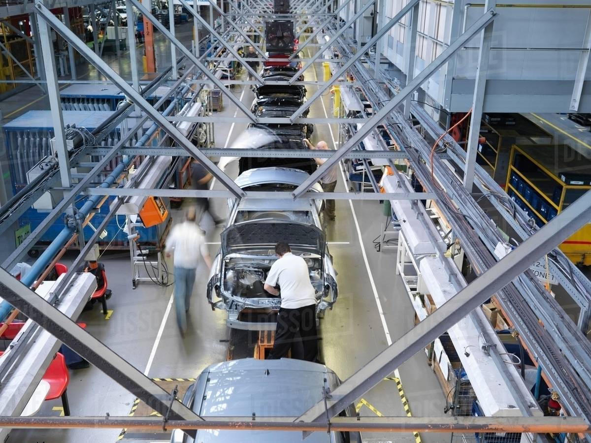 Car Plant Production Line From Above - Stock Photo - Dissolve