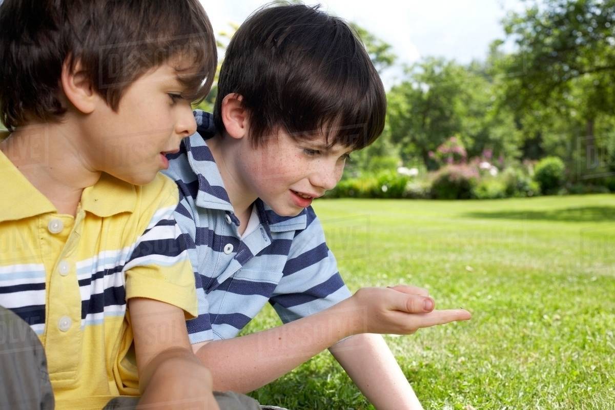 Kids playing in garden - Royalty-free Stock Photo | Dissolve