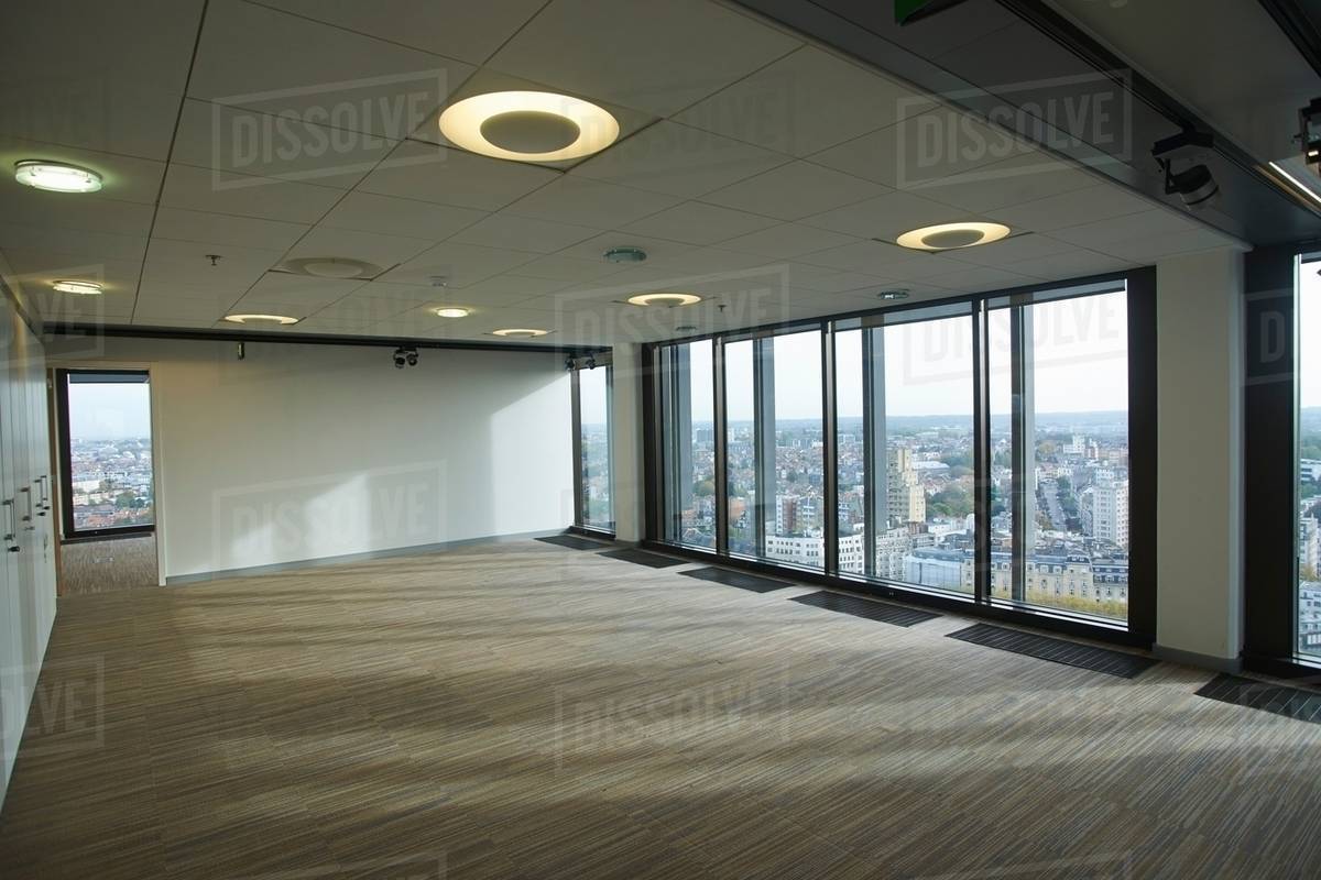 Empty skyscraper office interior, Brussels, Belgium - Stock Photo ...