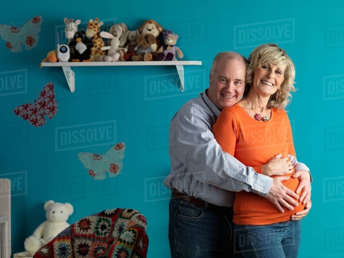 Pregnant older woman with male partner - Royalty-free Stock Photo ...