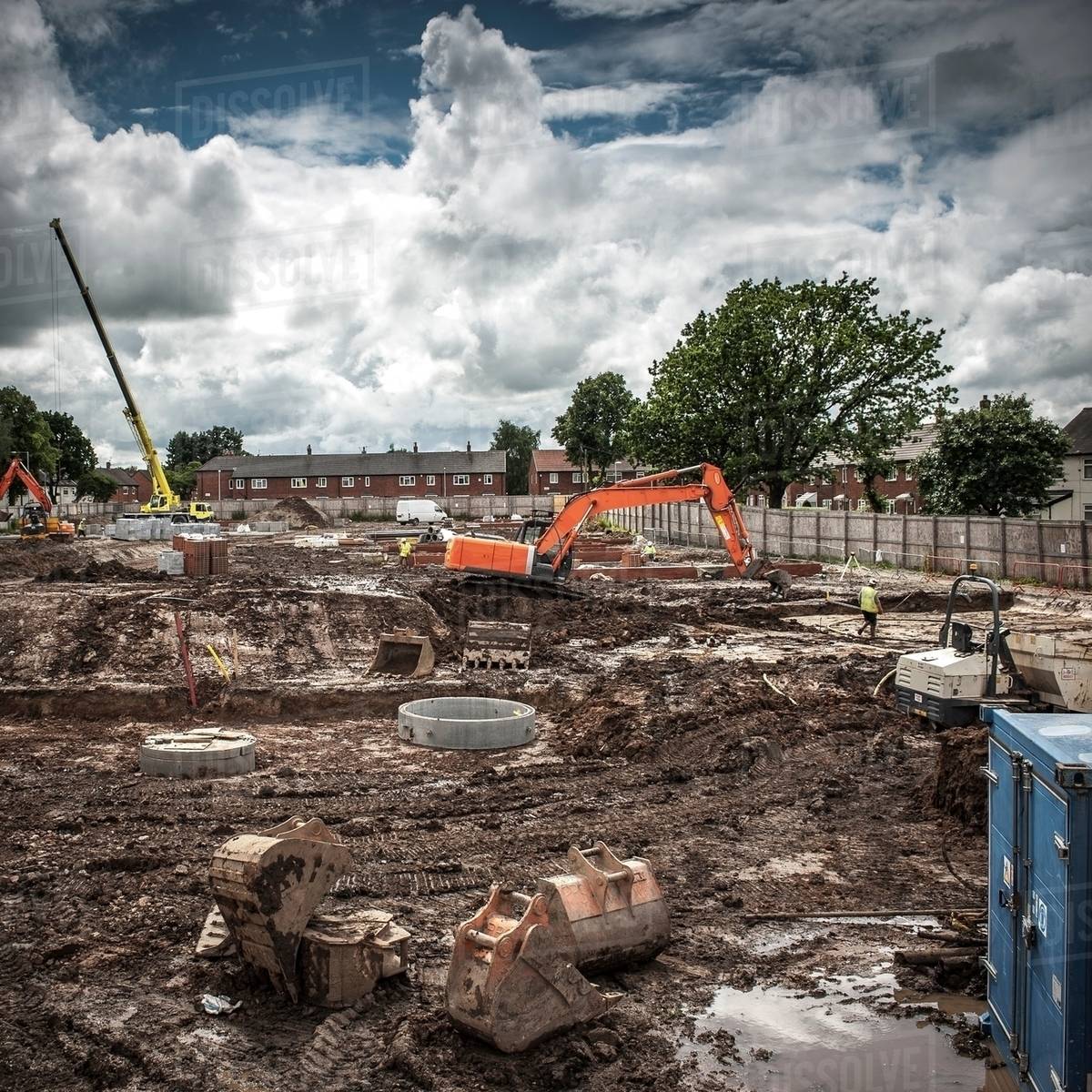 Tractor on construction site - Stock Photo - Dissolve