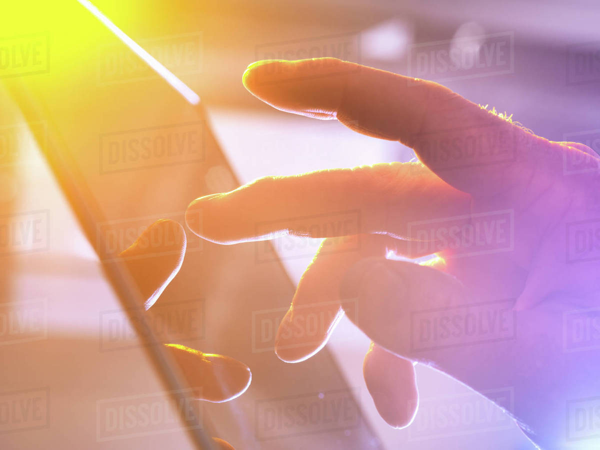 Man using touchscreen device, close-up - Royalty-free Stock Photo ...