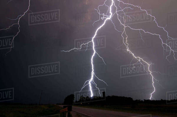 A lightning bolt hits a farm, East of Princeton, Kansas, USA - Stock ...
